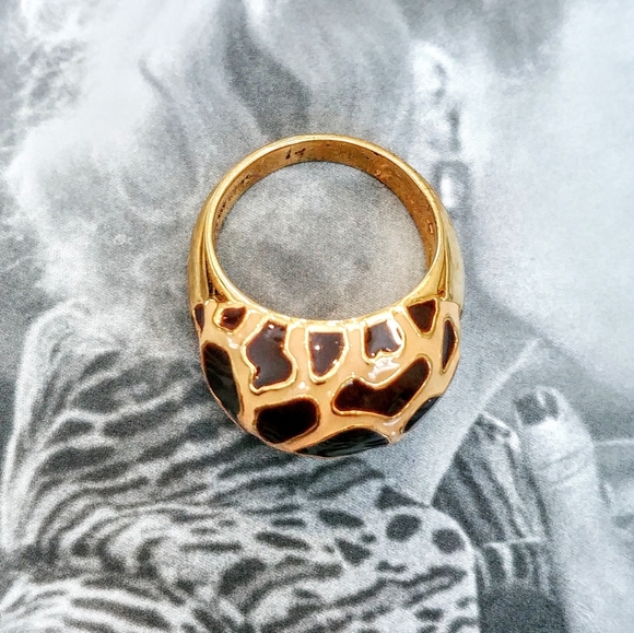 Joan Rivers | Jewelry | Joan Rivers Gold Enamel Animal Print Dome Ring ...